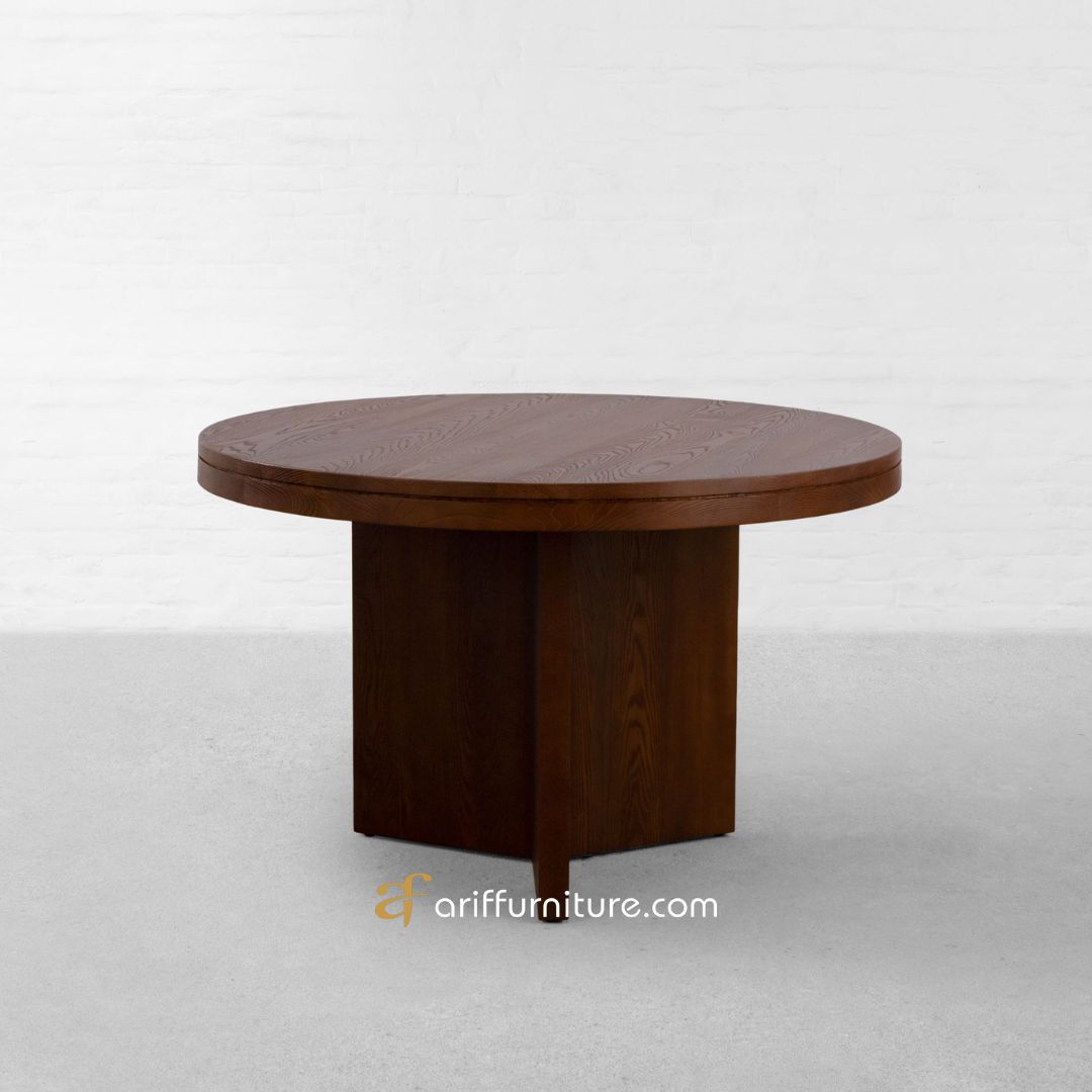 Meja Makan Bulat Kayu Jati Minimalis Klasik